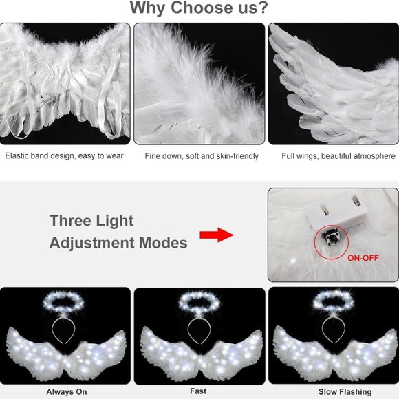 Accessories | Angel Wings Light Up Angel Wings And Halo With Led Lights ...